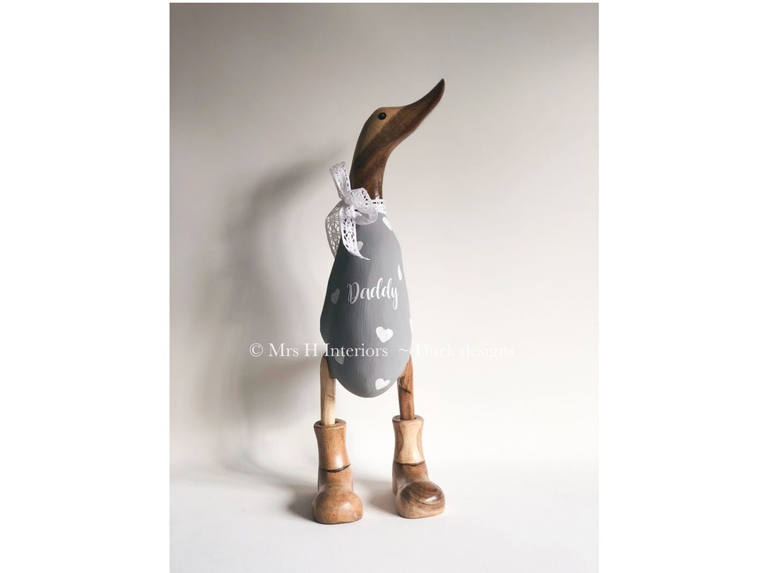 Daddy Duck With Hearts - Decorated Wooden Duck in Boots by Mrs H the ...