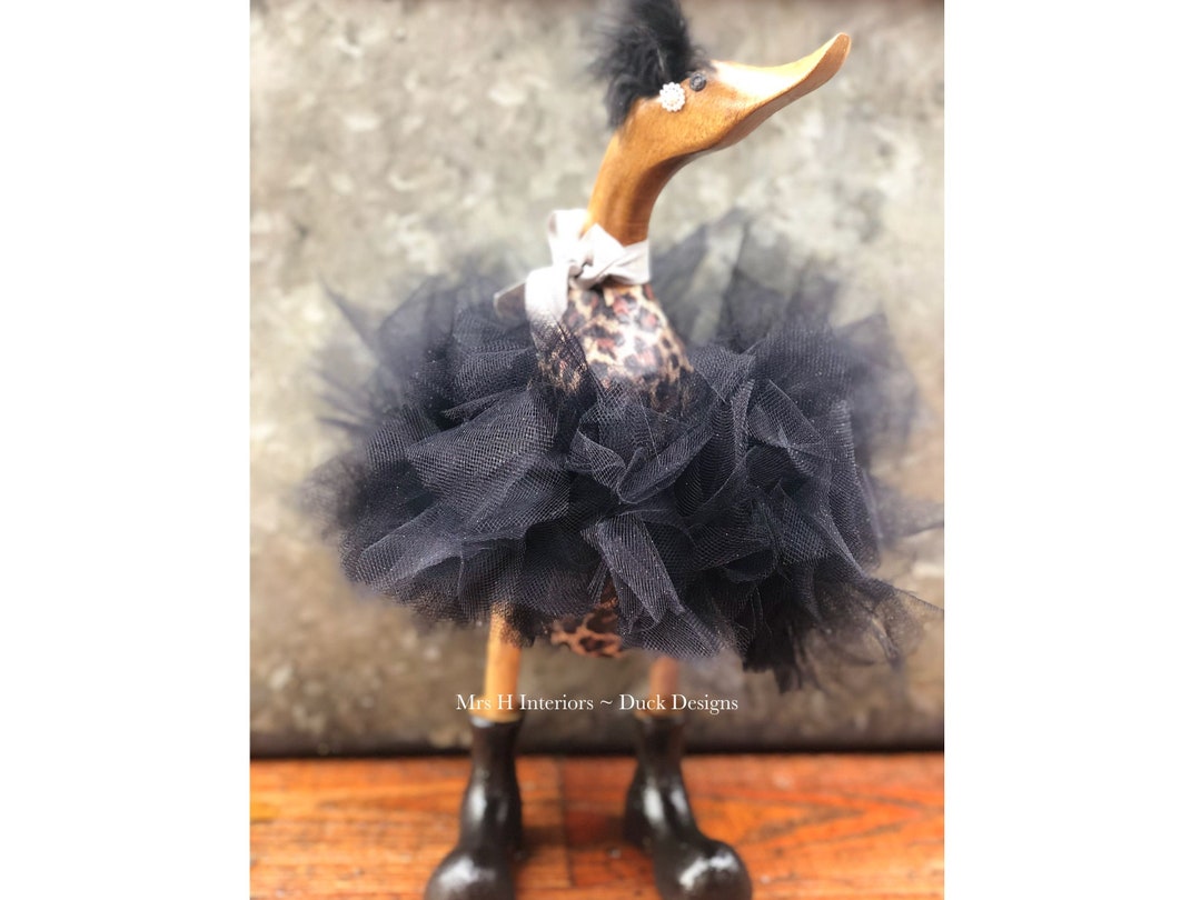 Foxy the Leopard Print Duck in Tutu - Decorated Wooden Duck in Boots by ...