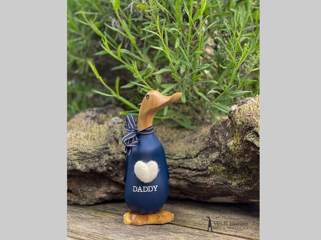 Love Daddy - Wooden Duck in Navy Blue & Cream Felt Heart. Wooden Duck ...