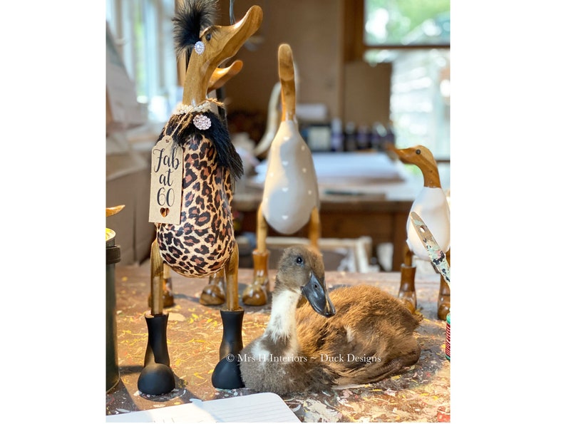 Foxy the Leopard Print Duck in Tutu - Decorated Wooden Duck in Boots by ...