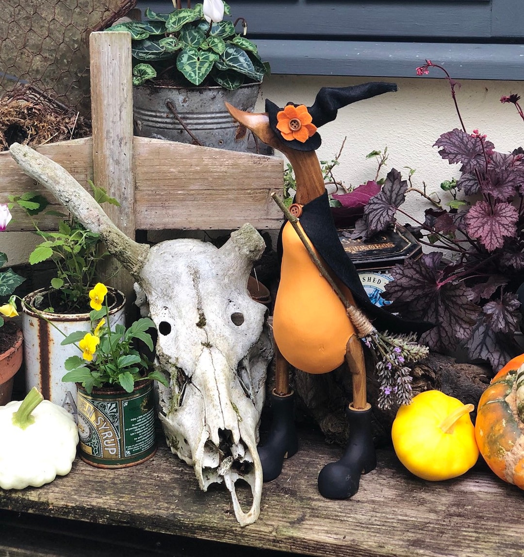 Wilma the Witch Wooden Duck With Boots. Orange Witch With Witches Hat ...