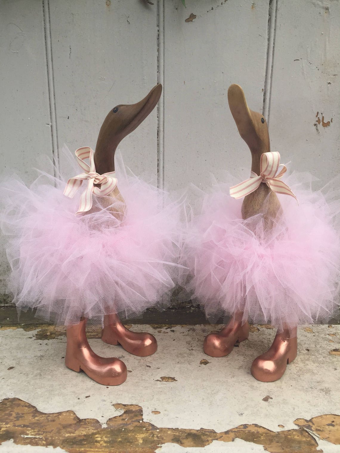 Powder Pink Tulle Tutu Wearing Wooden Duck, Complete With Rose Gold ...