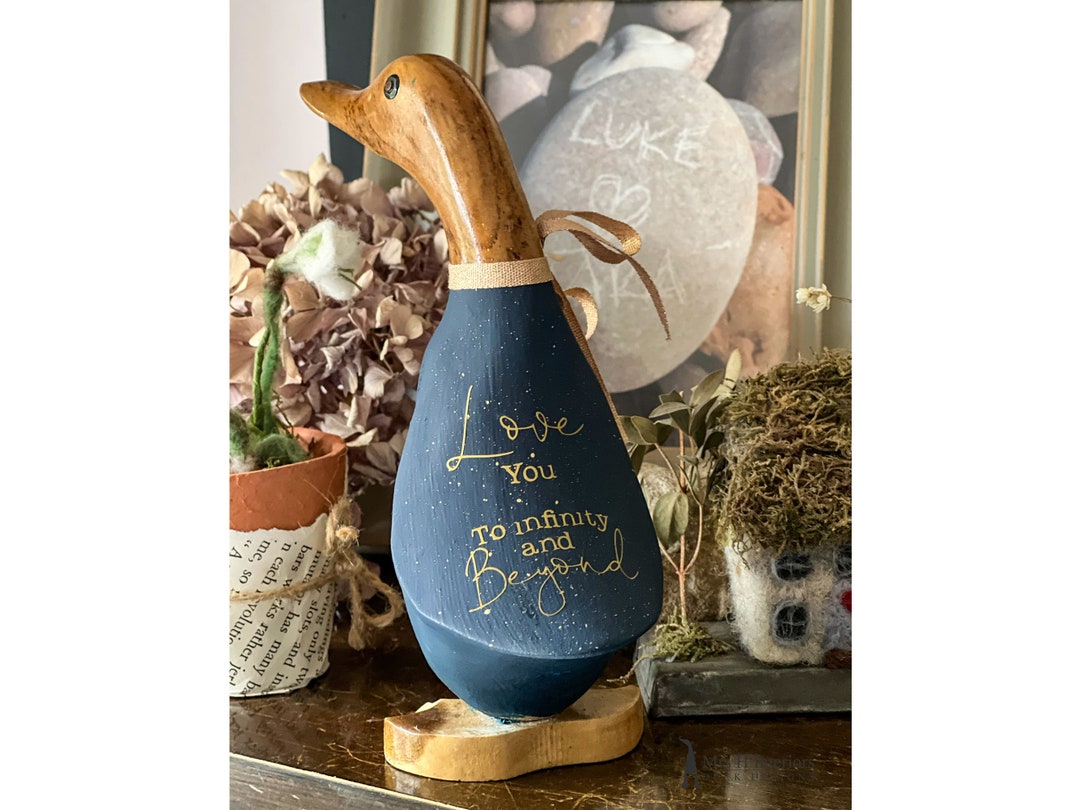 Love You to Infinity - Wooden Duck in Midnight Blue & Gold - Wooden ...