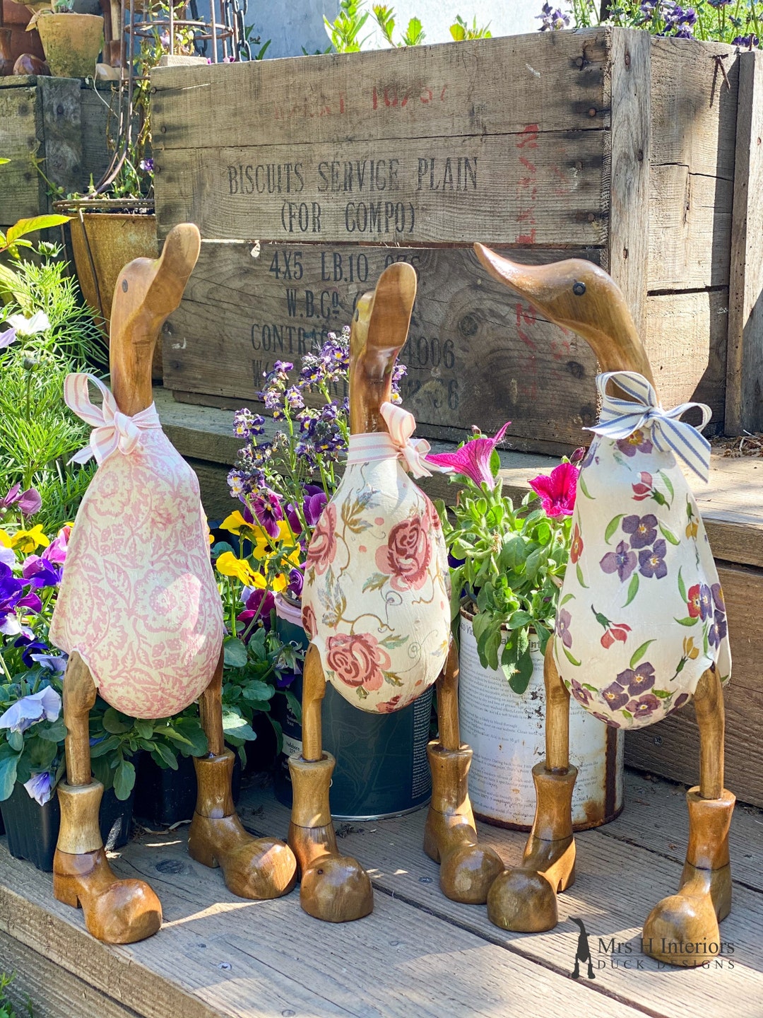 Wallflower. (emma Bridgewater) Wooden Duck Ornament With Boots, Dressed ...