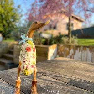 Ella the Floral Wooden Duck in Boots. Mrs H the Duck Lady. - Etsy