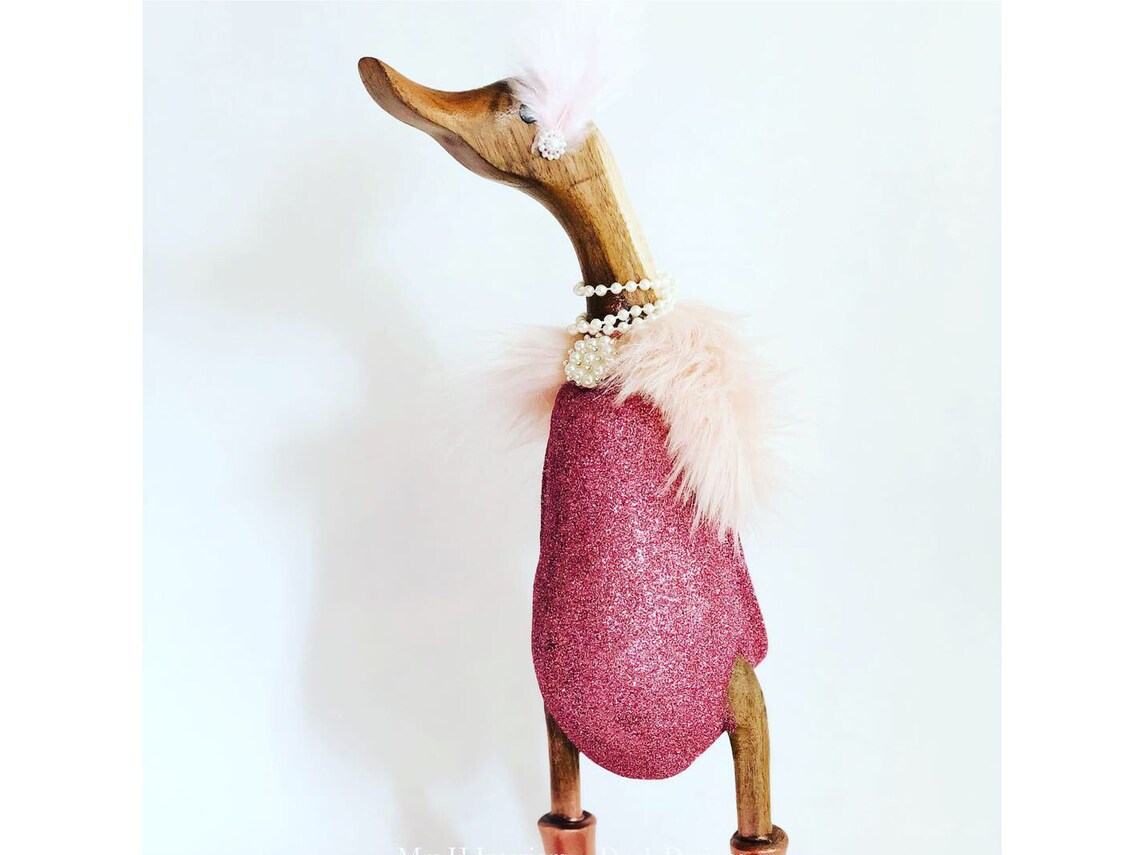 Rose - Pink Glitter & Cape Duck - Decorated Wooden Duck in Boots by Mrs ...