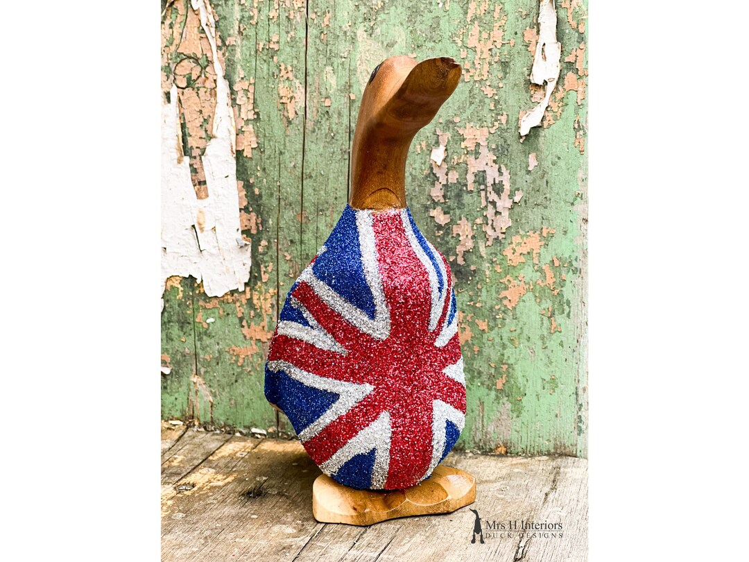 Sparkle Jack the Union Jack Glitter Wooden Duck - HRH King Charles III ...