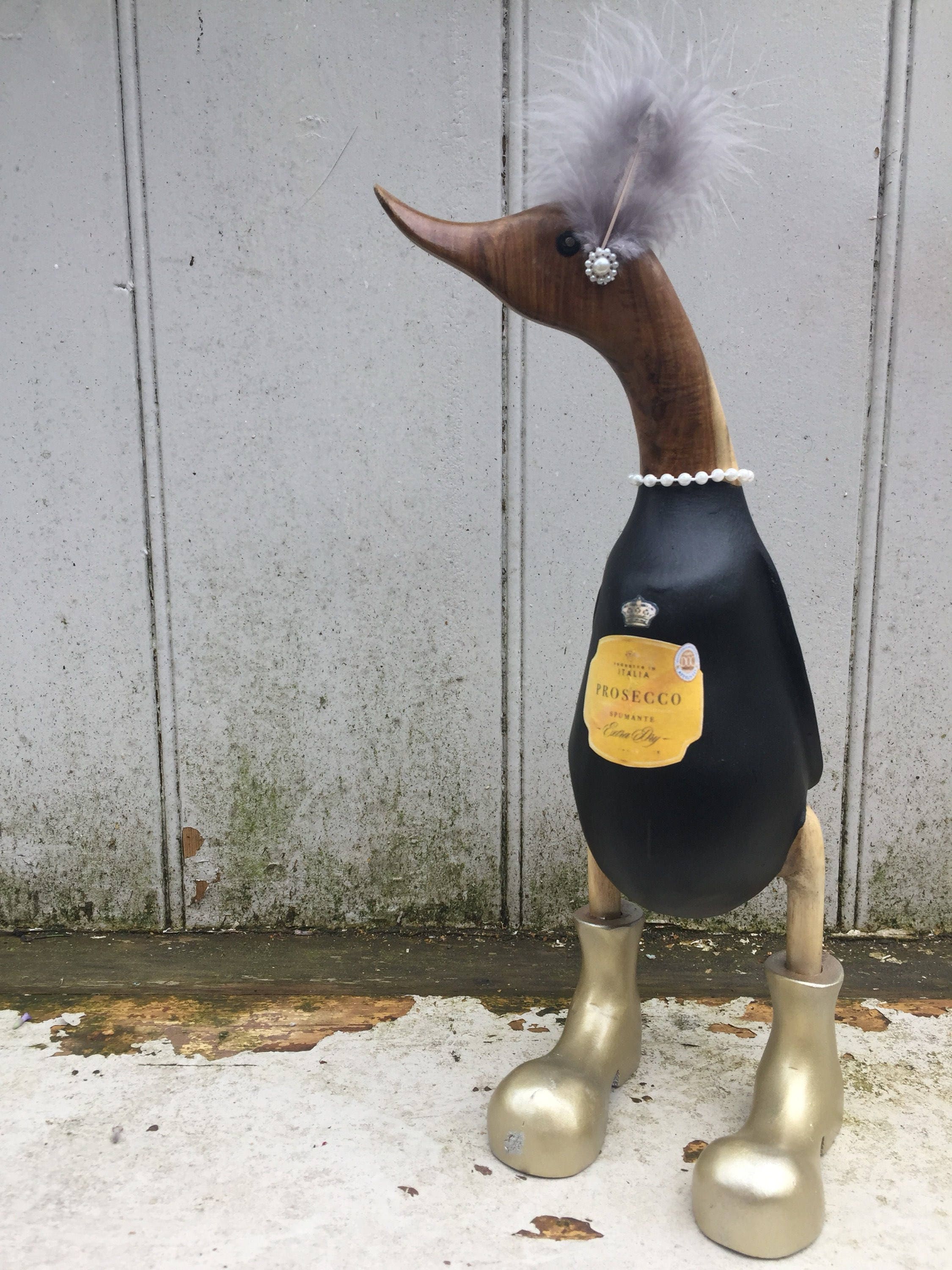 Prosecco Drunk Wooden Duck - Etsy UK