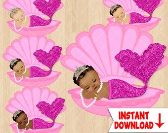 Mermaid Baby Girl Sleeping Clam Shell TEAL DrkTURQ Glitter | Etsy