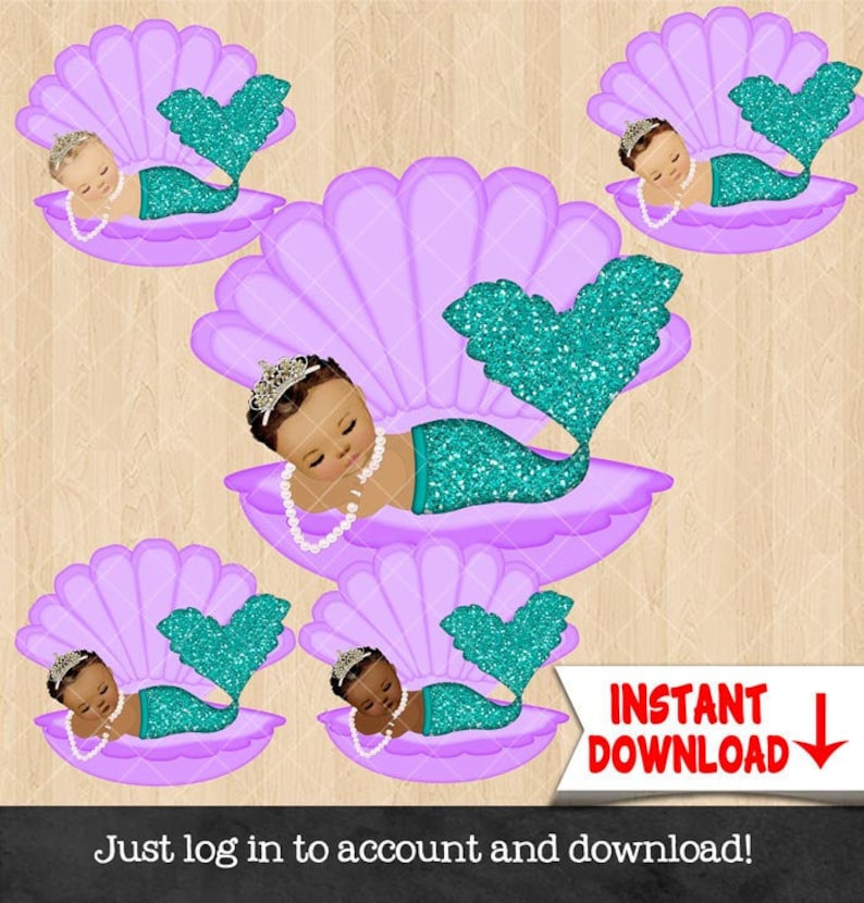 Mermaid Baby Girl Sleeping Clam Shell TEAL Drkturq Glitter Pearls Tiara ...