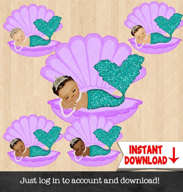 Mermaid Baby Girl Sleeping Clam Shell TEAL Drkturq Glitter Pearls Tiara ...