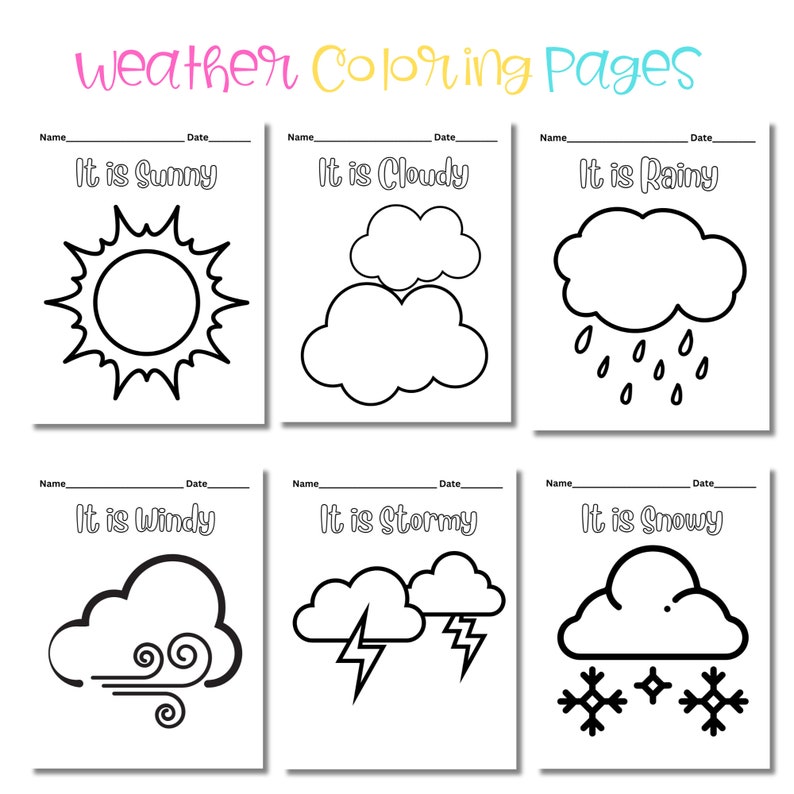 Weather Coloring Pages - Preschool Worksheets - Kindergarten Worksheets ...