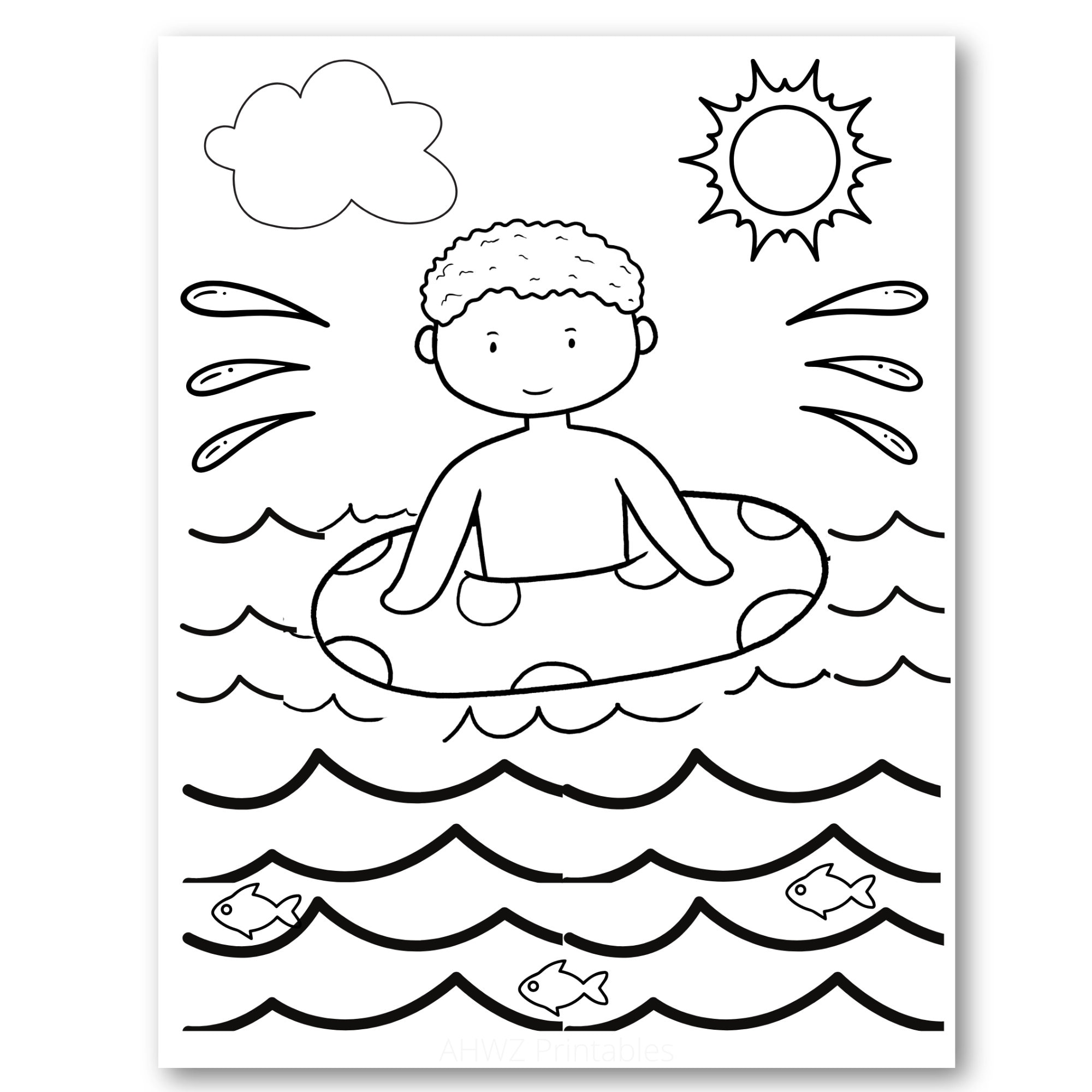 Boy Swimming Coloring Pages