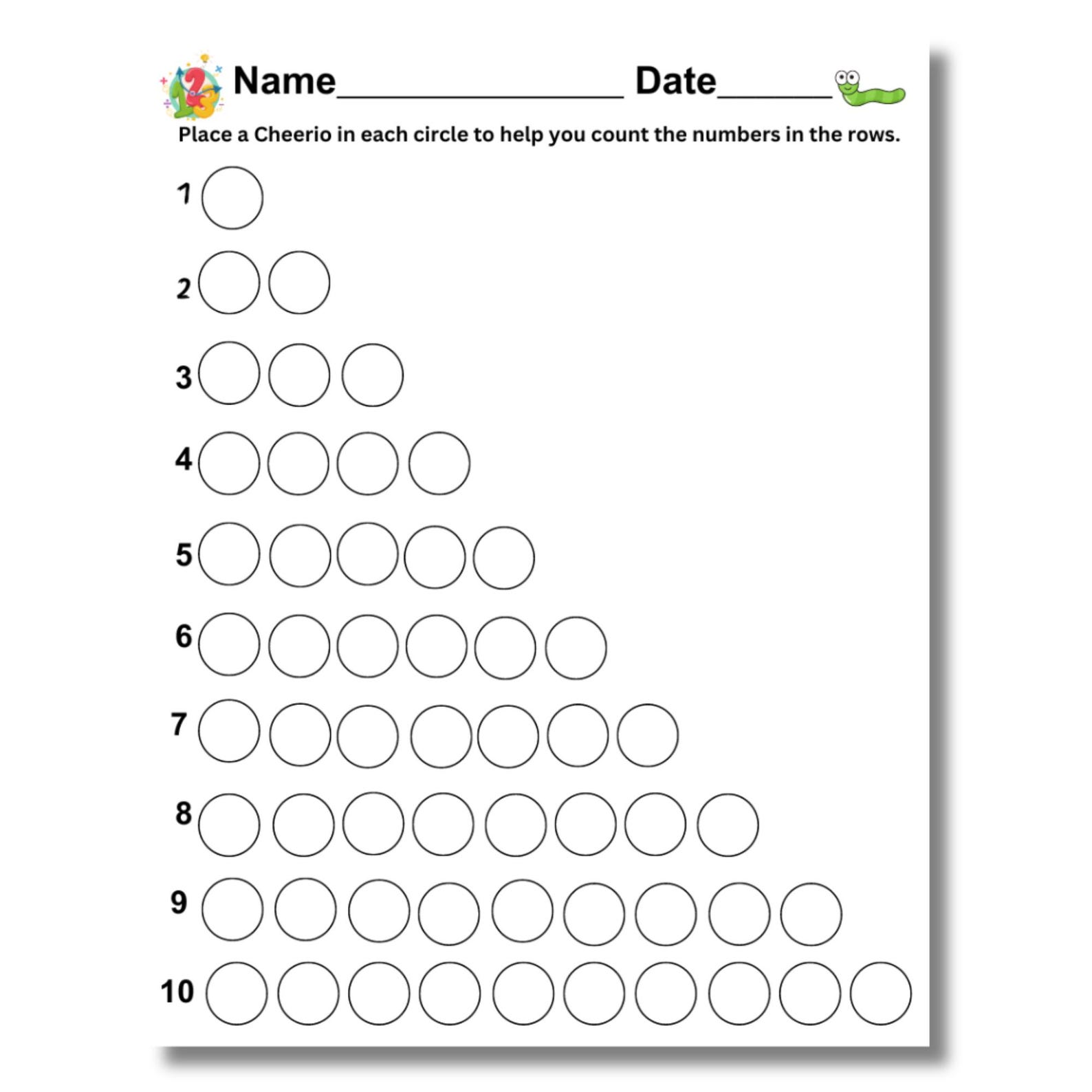 Cheerio Counting Mat, Food Mat, Interactive Math, Preschool ...