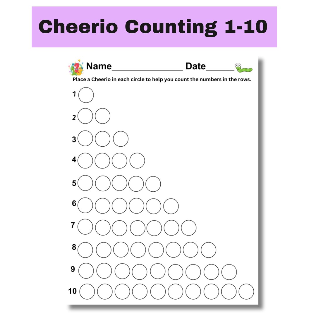 Cheerio Counting Mat, Food Mat, Interactive Math, Preschool ...