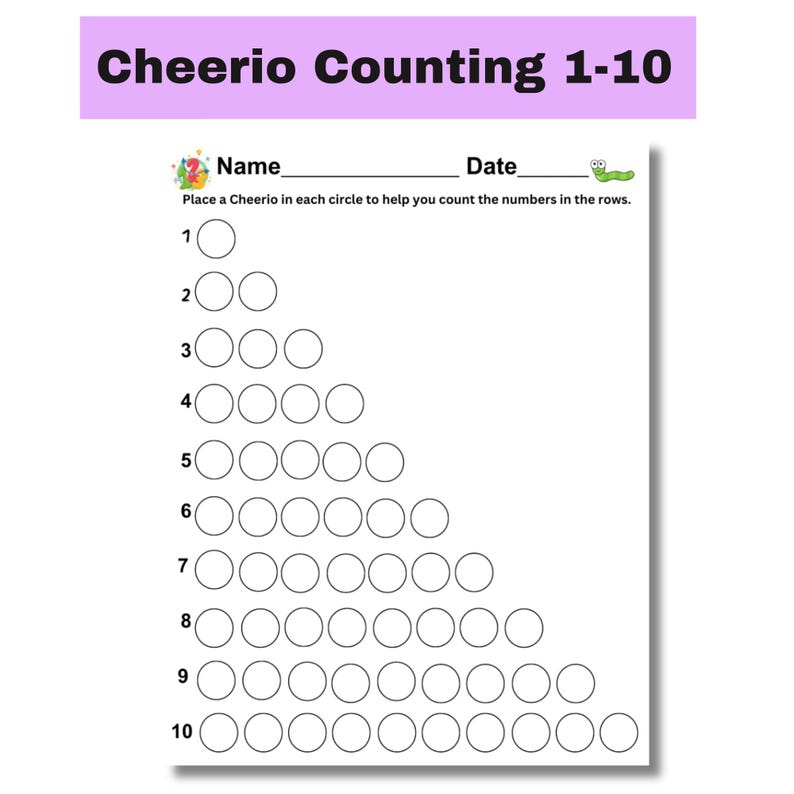 Cheerio Counting Mat, Food Mat, Interactive Math, Preschool ...