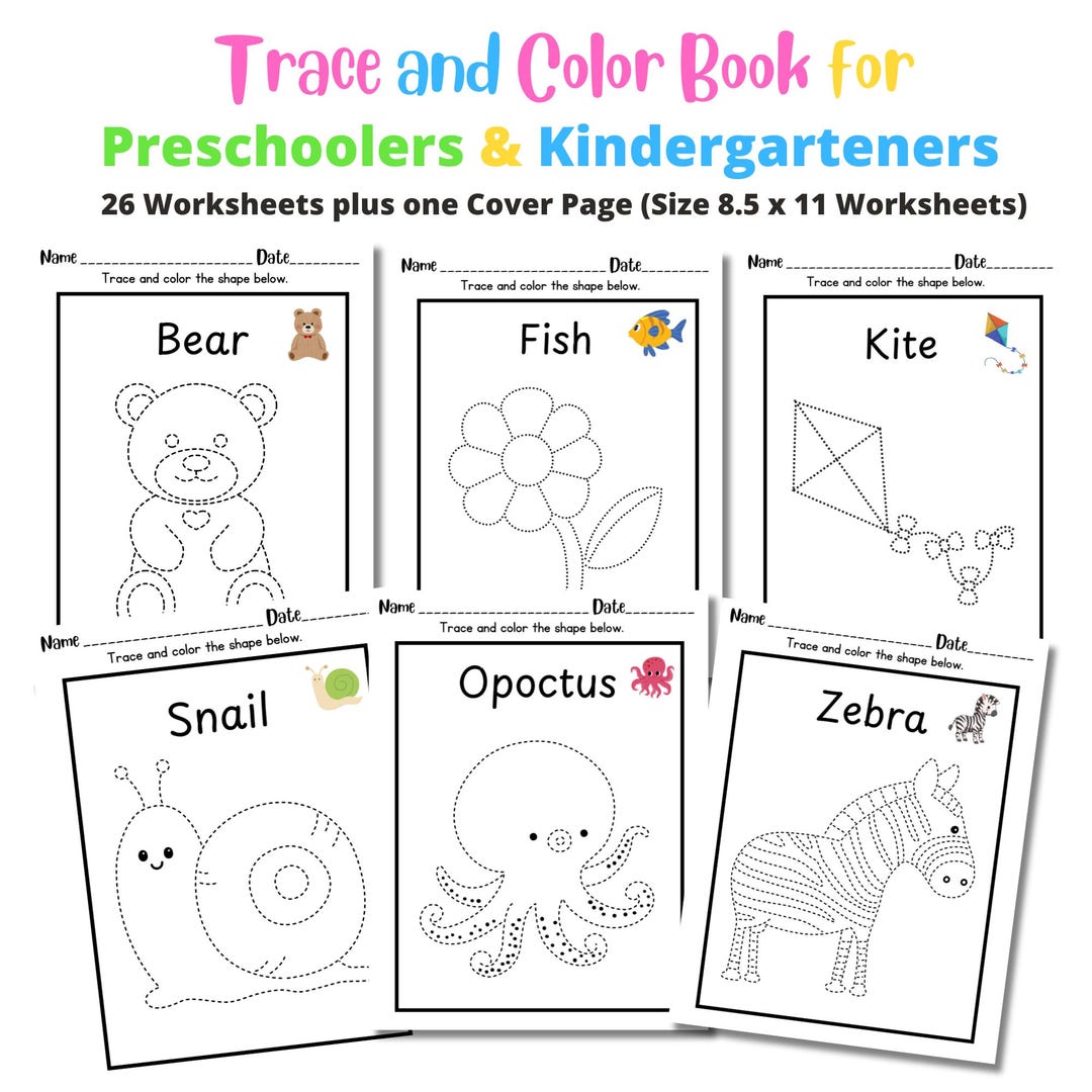 Picture Tracing & Coloring Book, Preschool Learning, Kindergarten ...