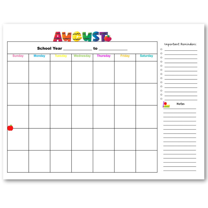 School Calendar, Homeschool Calendar, Homeschool Planner, Month to ...