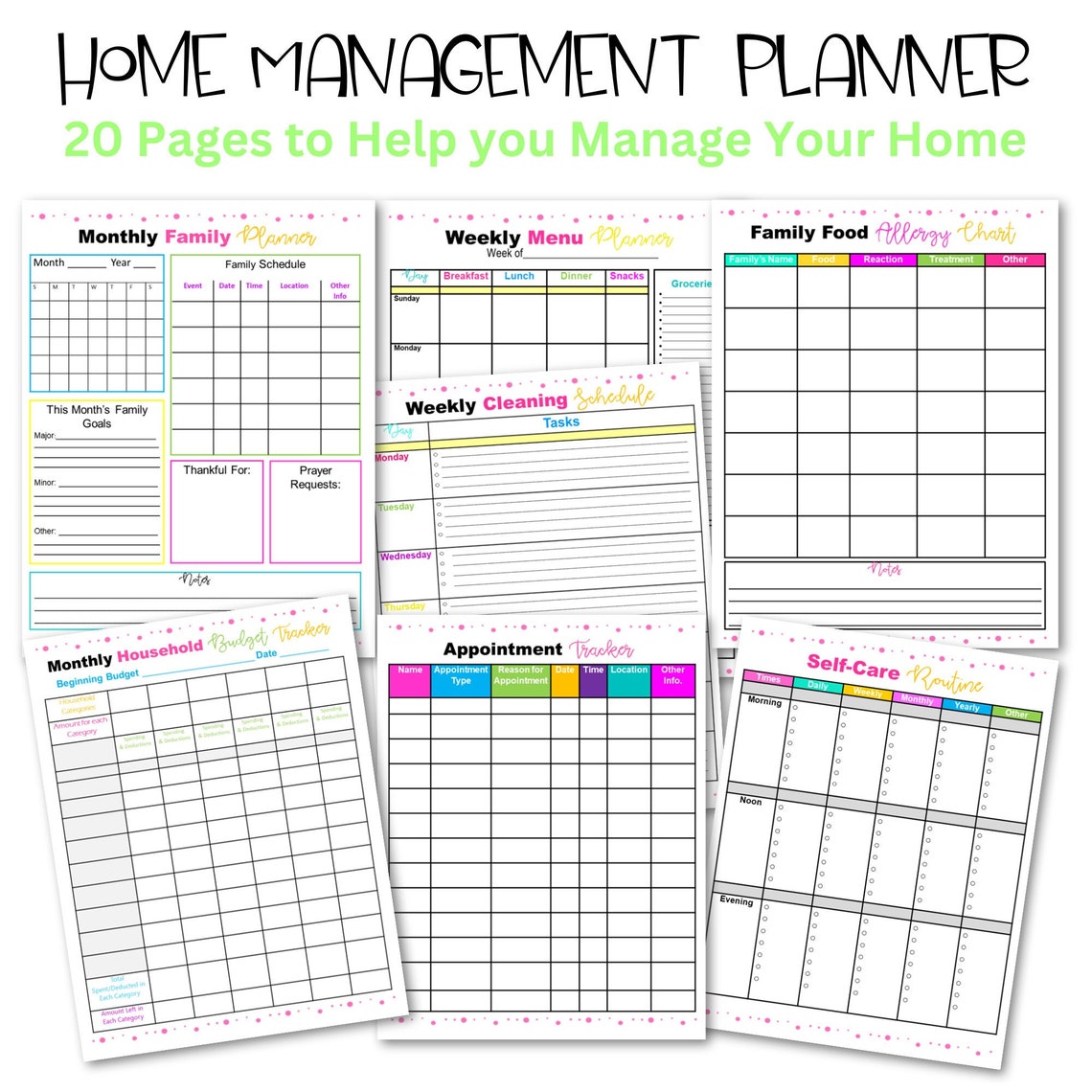 Home Management Planner, Household Planning Printables, Budget Planner ...