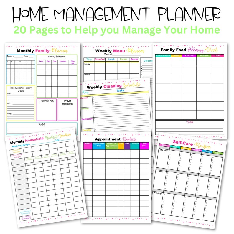 Home Management Planner, Household Planning Printables, Budget Planner ...