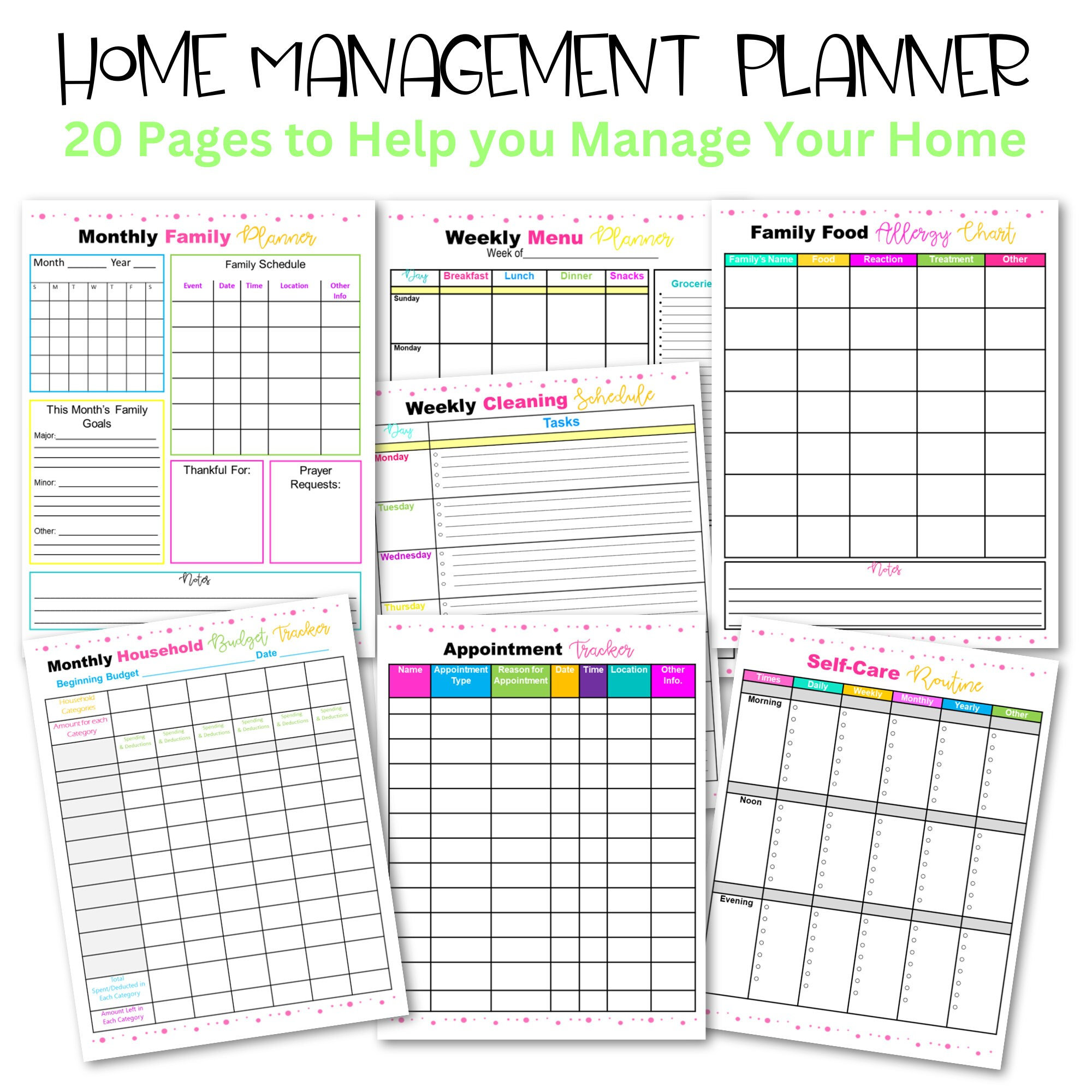 Home Management Planner, Household Planning Printables, Budget Planner ...