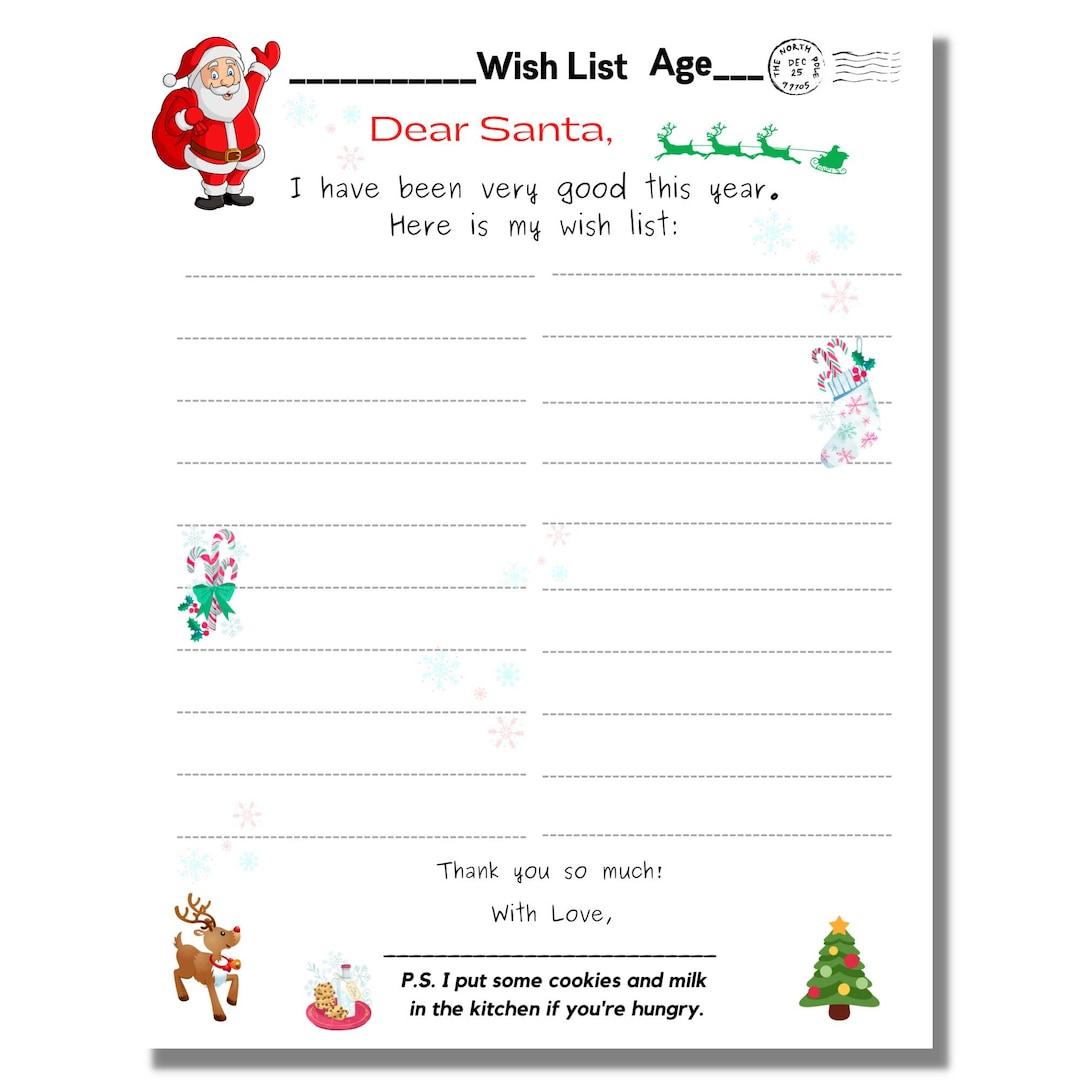 Letter to Santa, Kids Christmas Wish List, Christmas Gift List ...