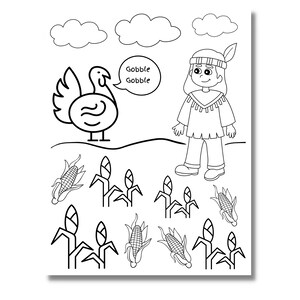 Thanksgiving Coloring Pages for Kids, Autumn Turkey Printables (PDF) - Etsy