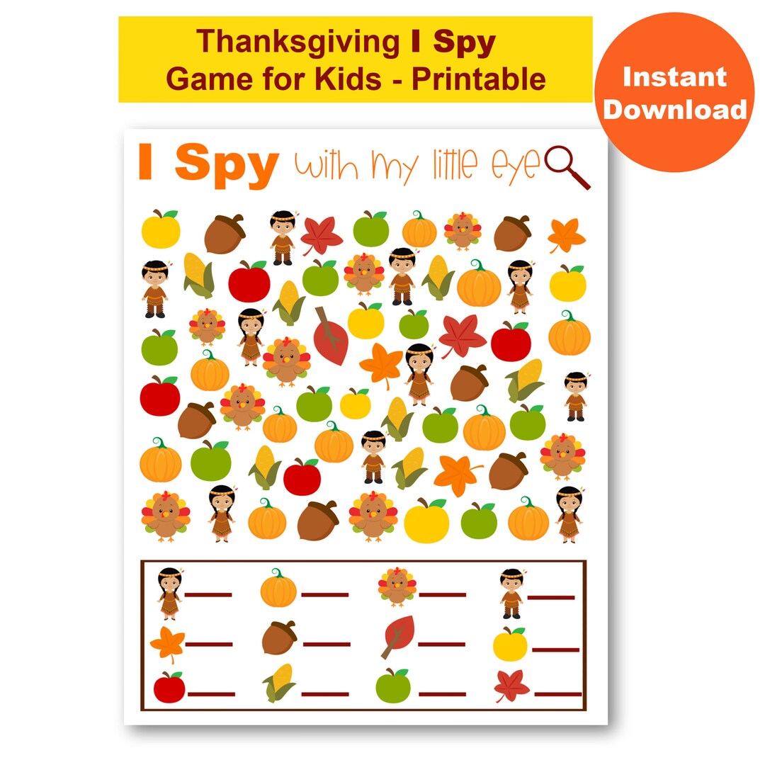 Thanksgiving I Spy Game for Kids, Printable I Spy, I Spy Games for Kids ...
