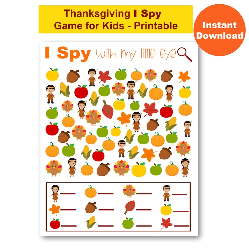 Thanksgiving I Spy Game for Kids, Printable I Spy, I Spy Games for Kids ...