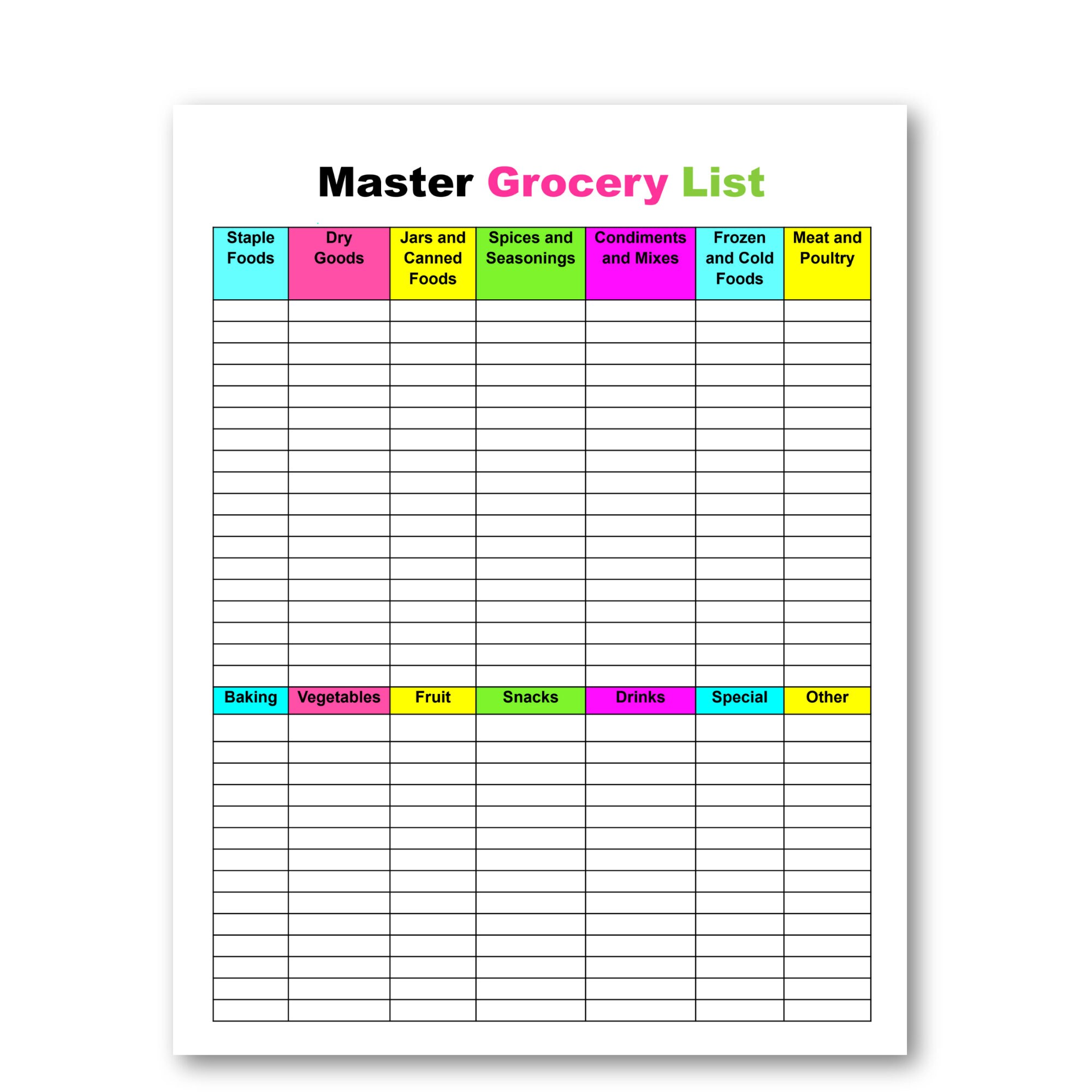 Master Grocery List, Grocery Shopping List - Etsy