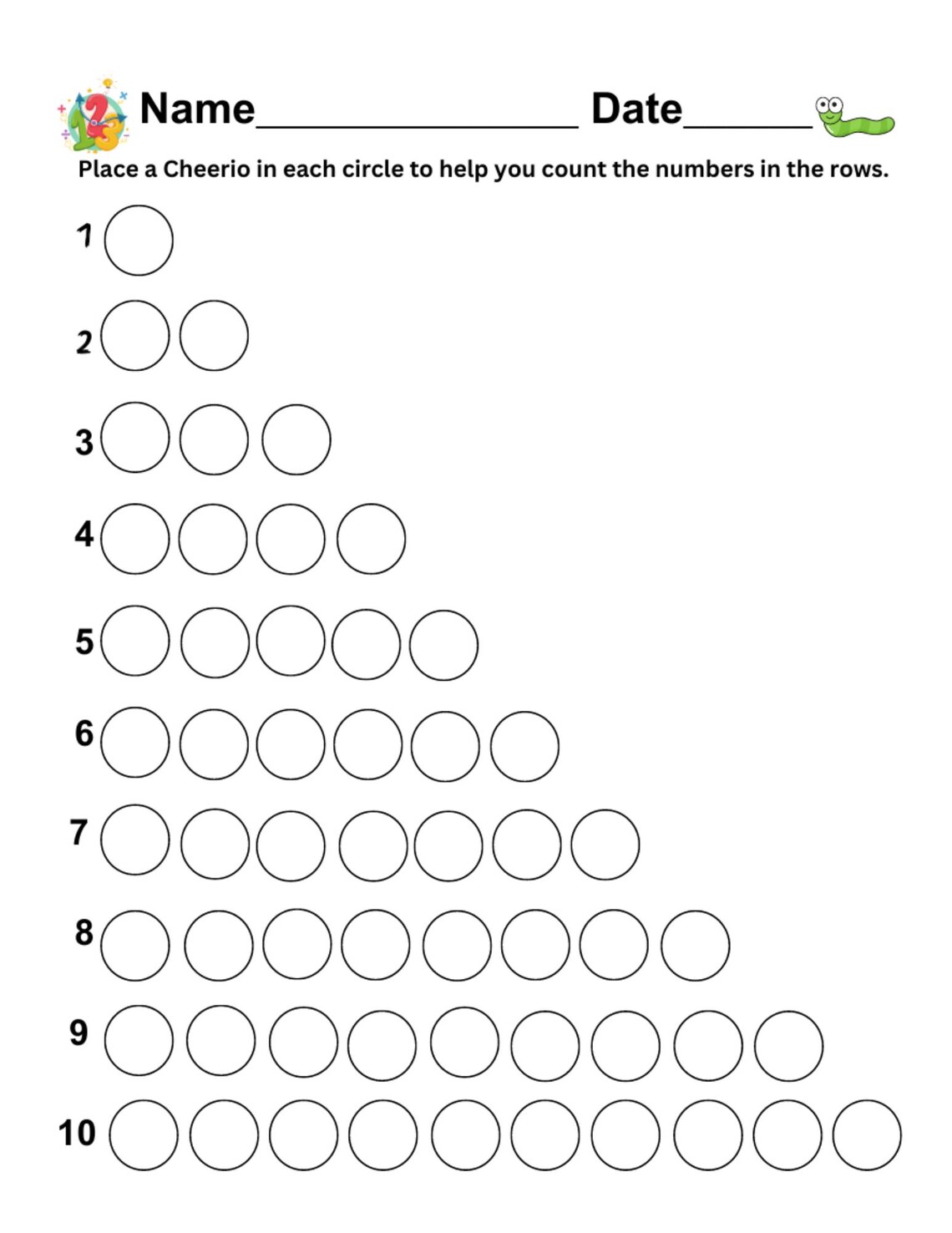 Cheerio Counting Mat, Food Mat, Interactive Math, Preschool ...