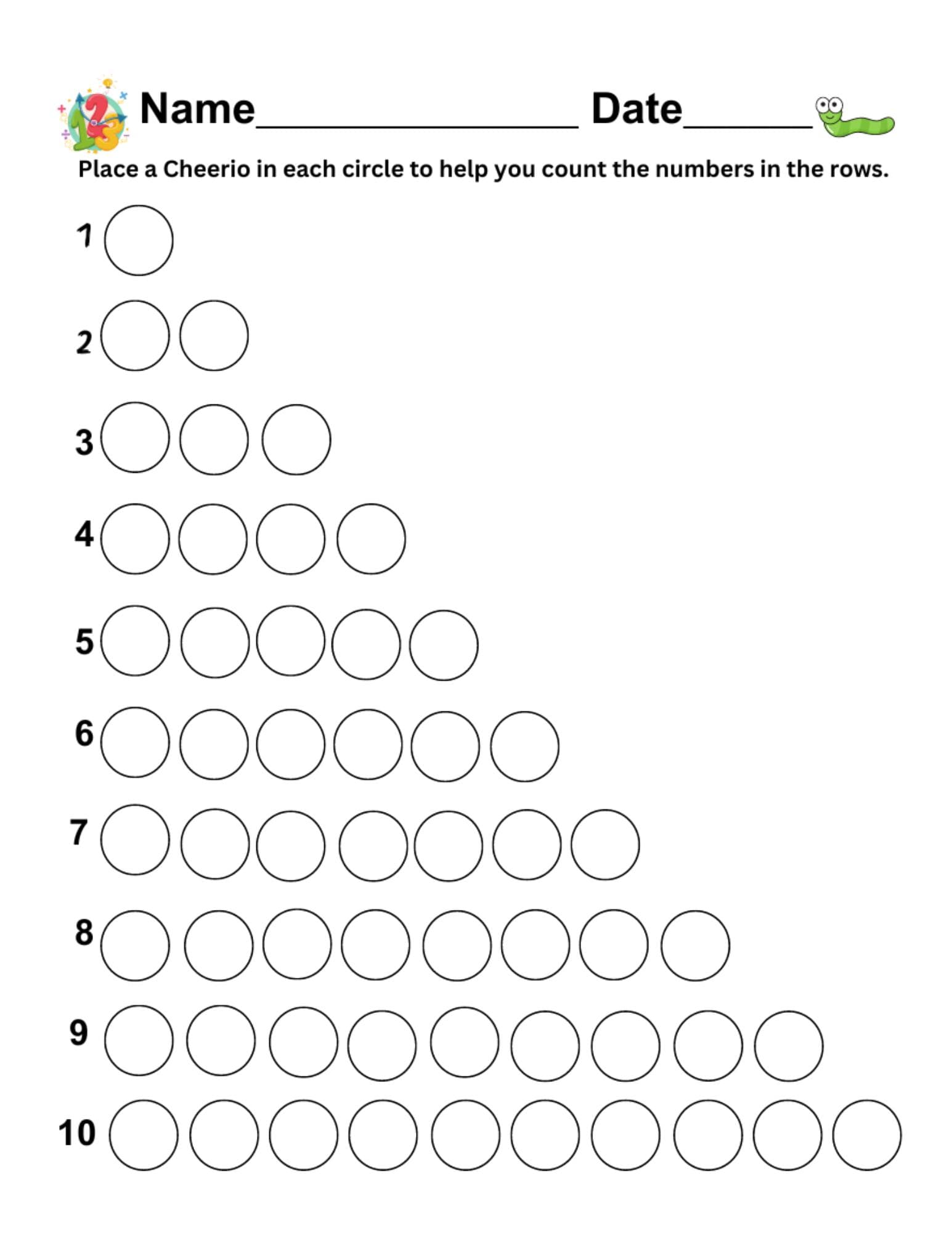 Cheerio Counting Mat, Food Mat, Interactive Math, Preschool ...
