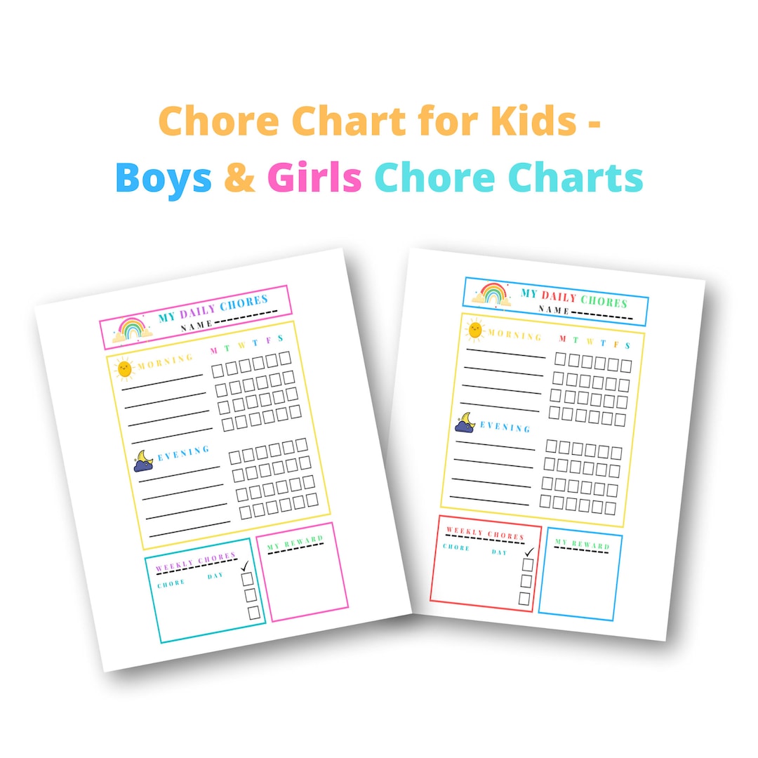 Buy Chore Chart for Kids, Kids Chore Chart, Daily Responsibility Charts ...