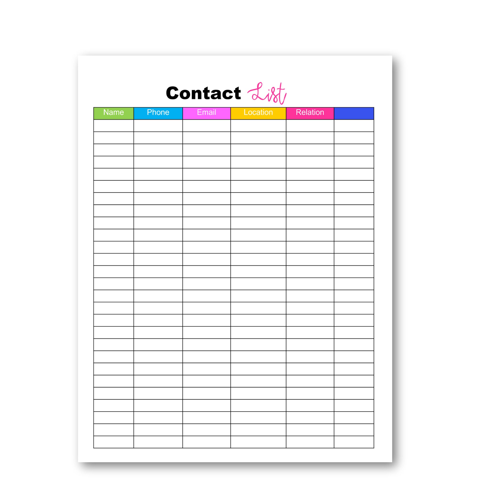 Contact List, Contact Tracker - Etsy