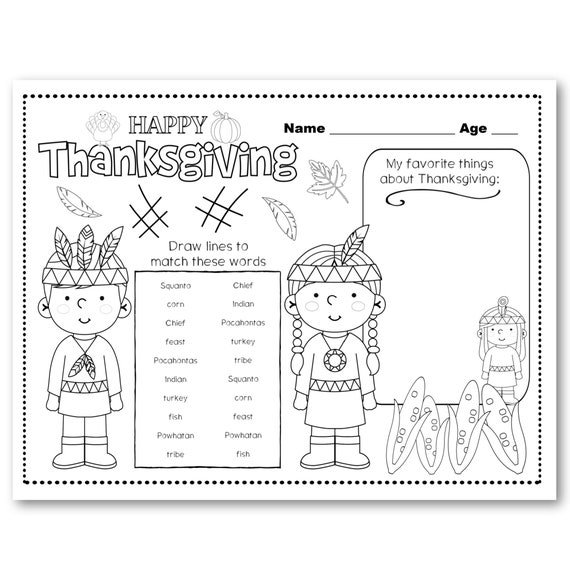 Thanksgiving Indian Coloring Pages For Kids