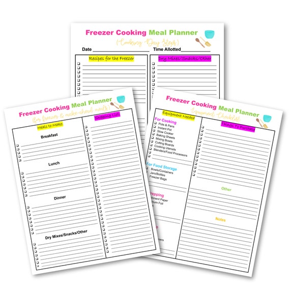 Freezer Cooking Meal Planner Printable Freezer Cooking - Etsy