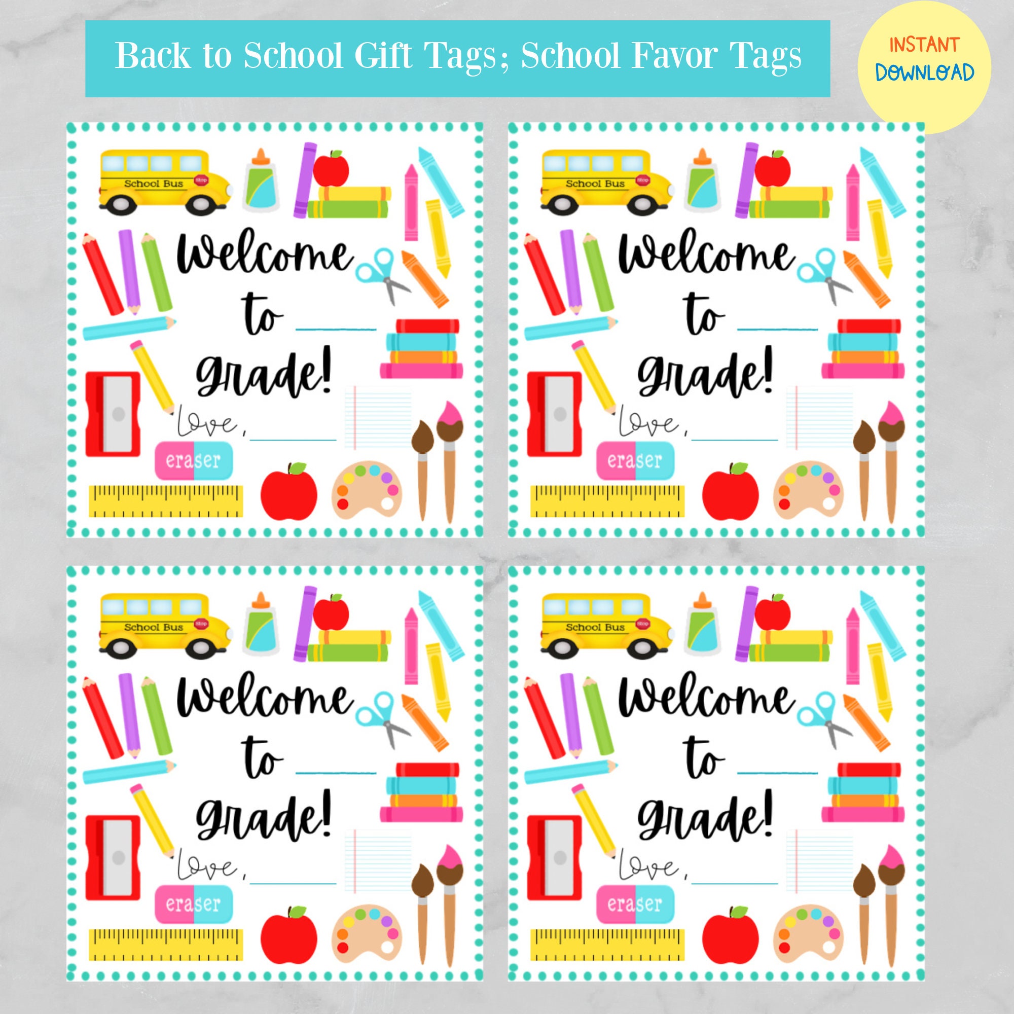 Back to School Gift Tags, First Day of School, School Tags, Teacher ...