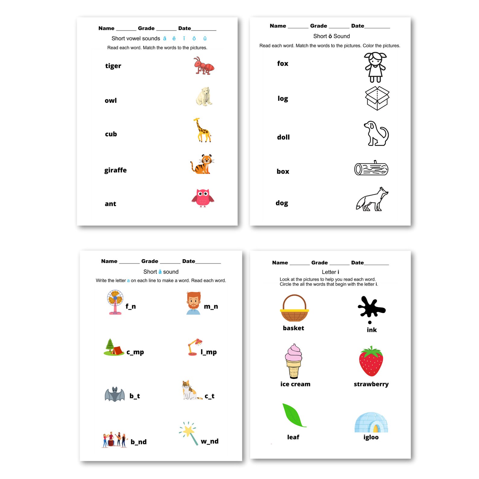 Phonics Worksheets for Kids Beginning Letter Sounds Letter - Etsy