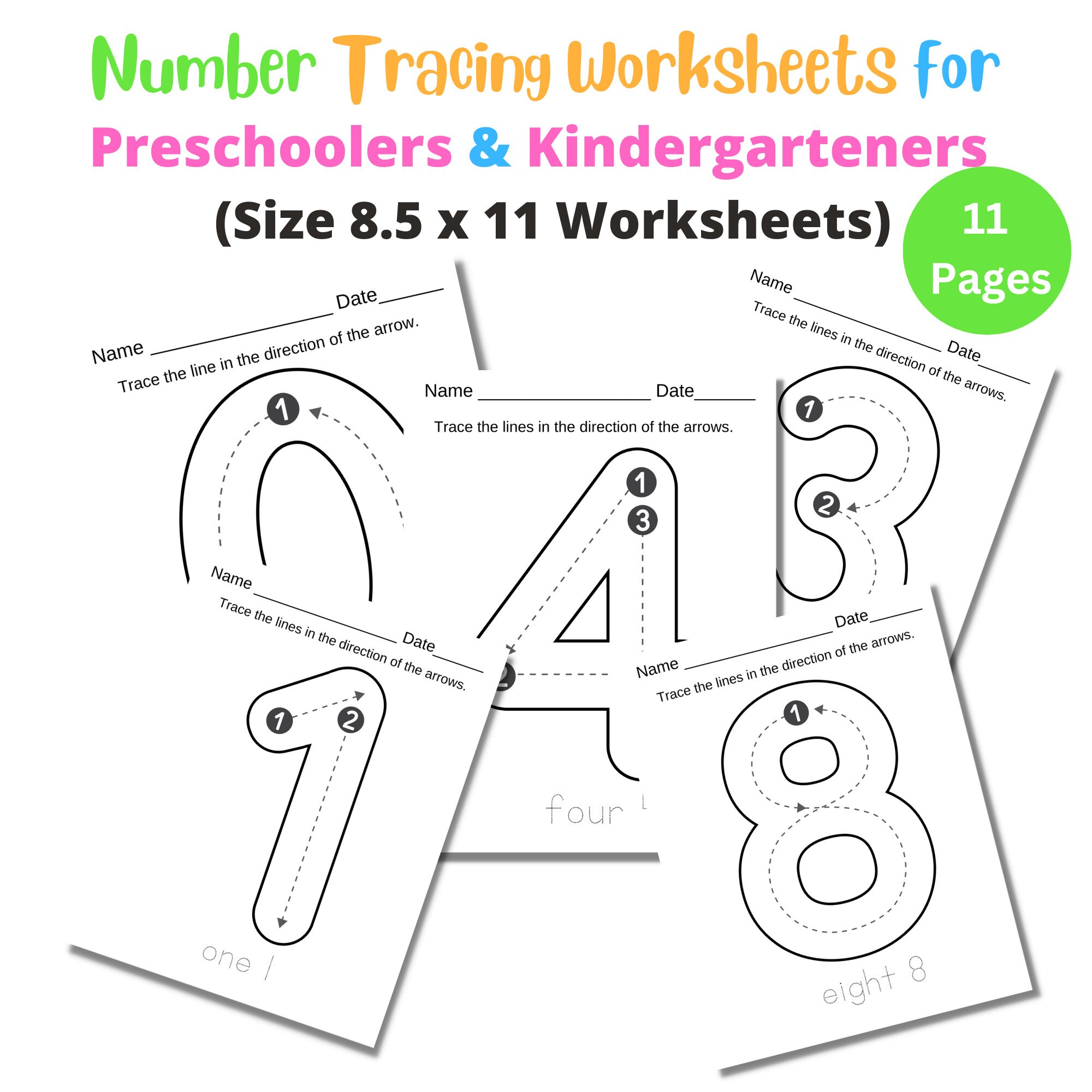 Number Tracing Worksheets, Handwriting Practice, Worksheets, Preschool ...