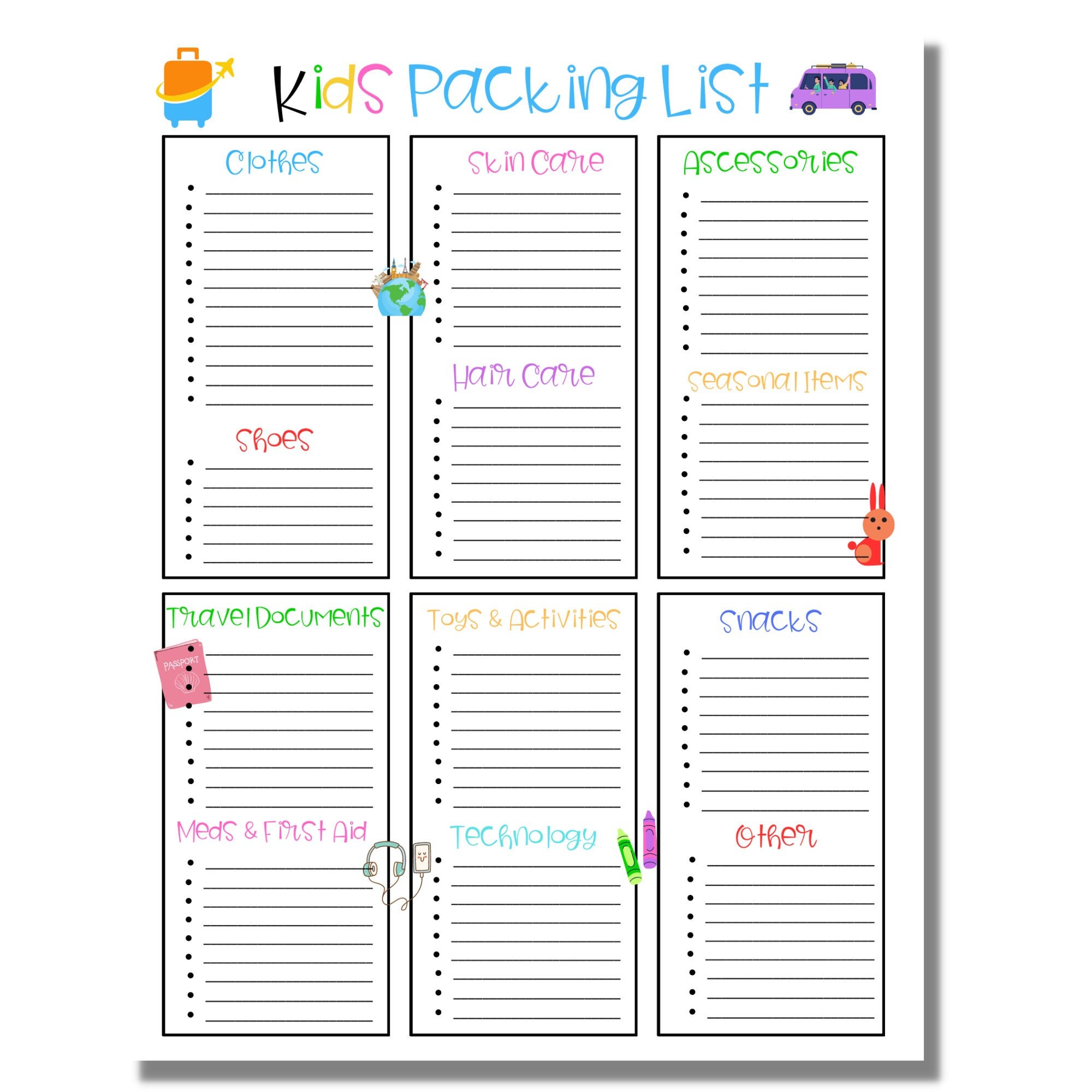 Kids Packing List, Kids Travel, Kids Travel Checklist, Travel List ...