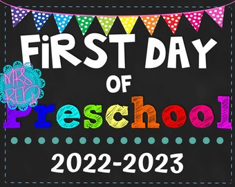 First Day of Preschool Sign. Instant Digital Download. - Etsy