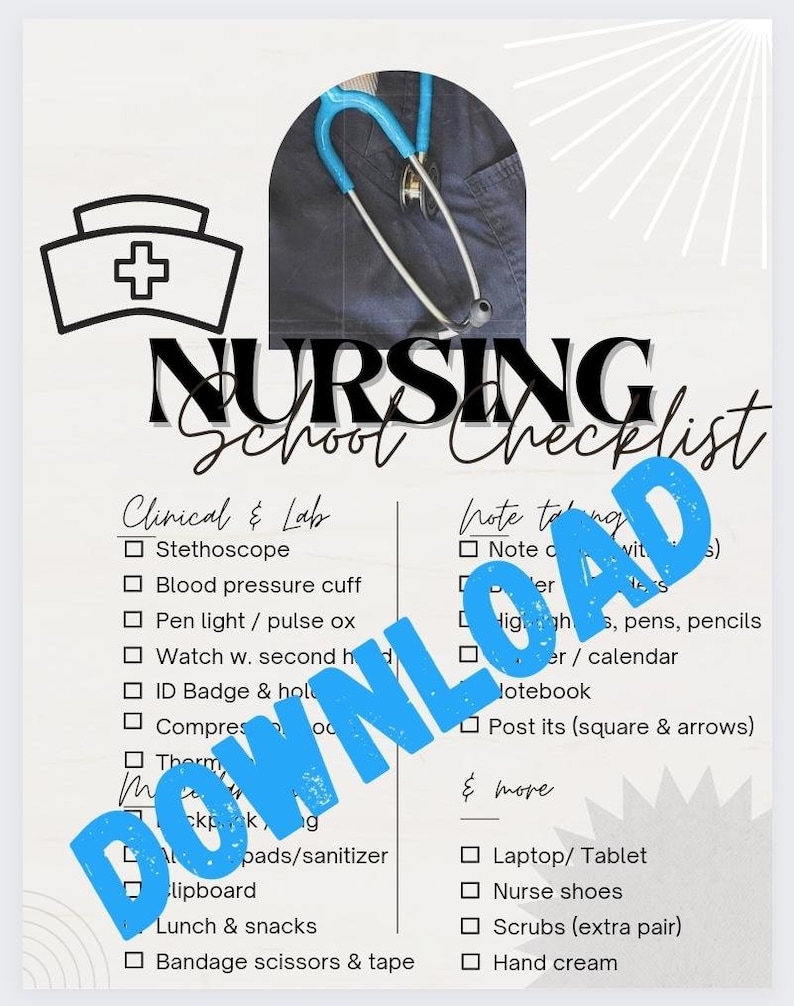Nursing School Supply Checklist - Etsy
