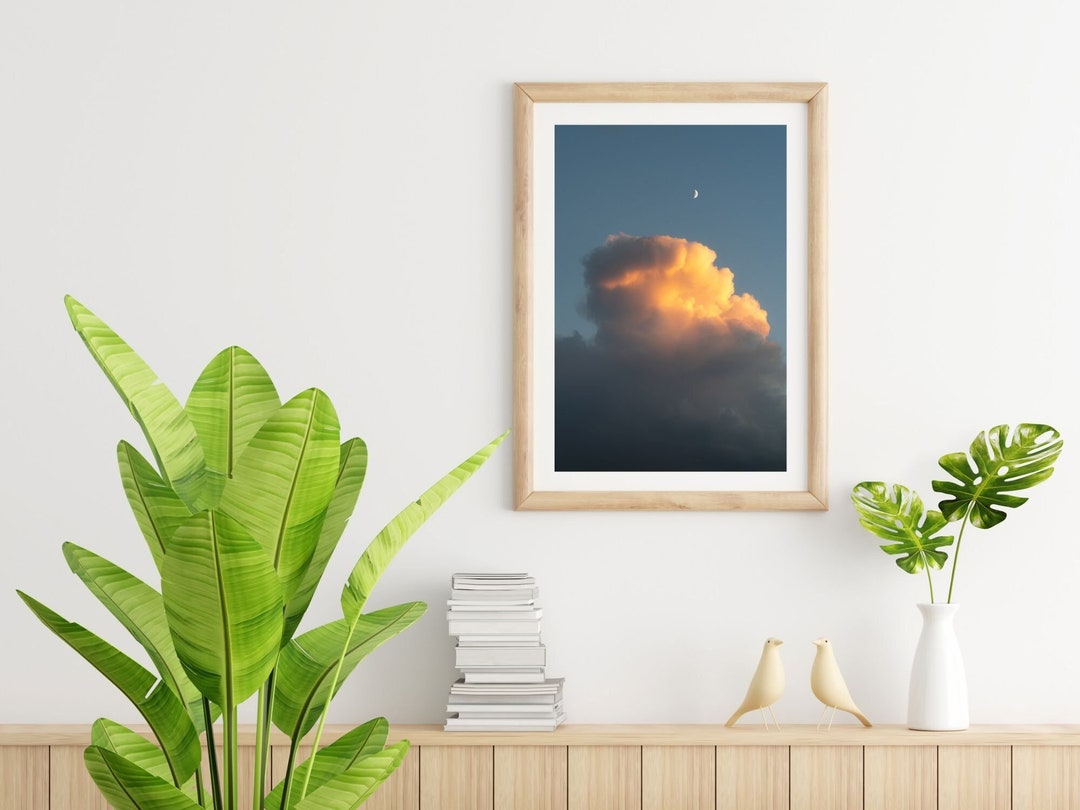 Summer Thunder Clouds Print, Utah Sky Wall Art, Moon Wall Decor, Storm ...