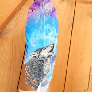 Howling Wolf Painting, Painted Feather - Etsy