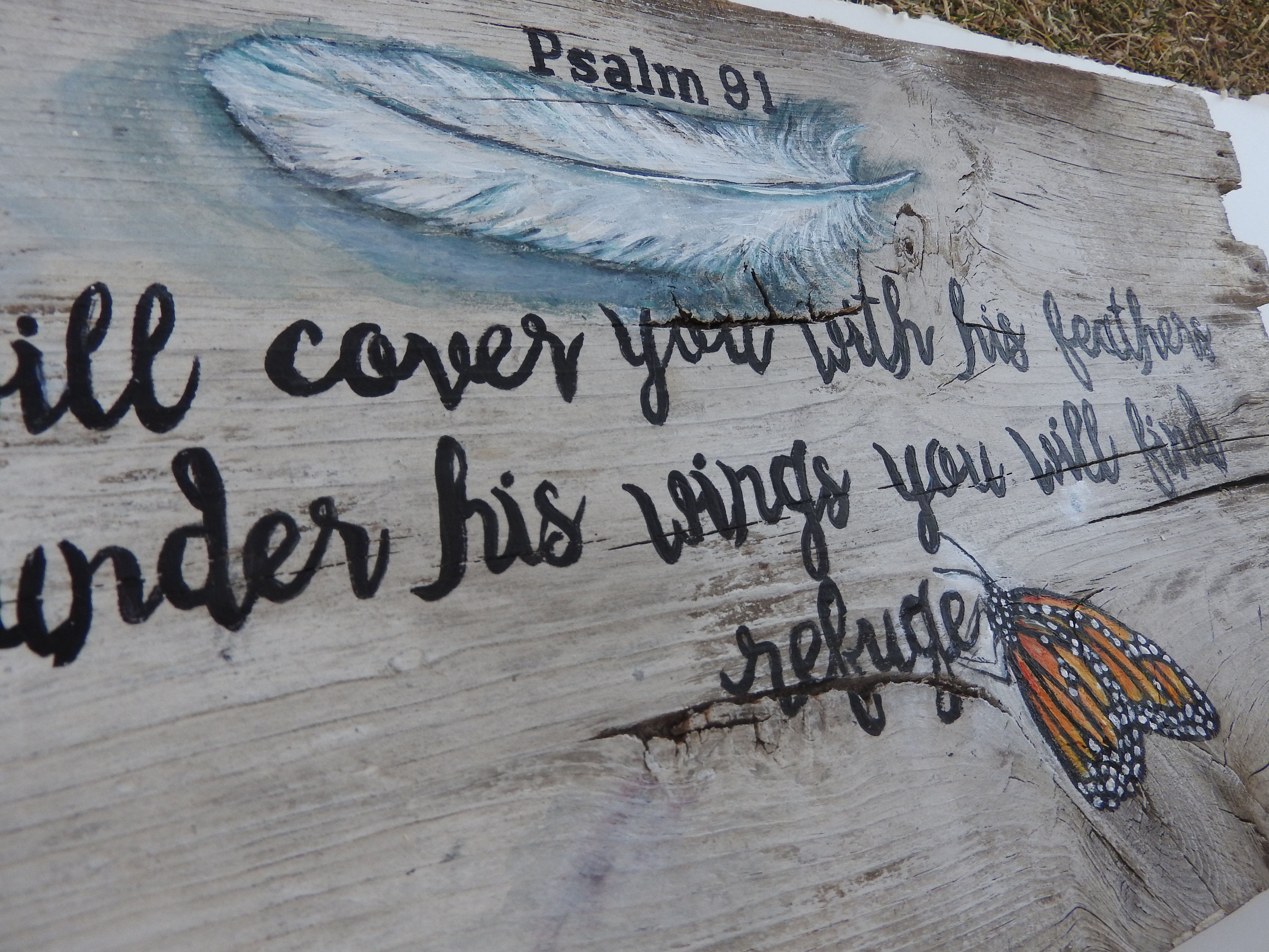 Psalm 91 Wood Sign, Scripture Sign, Monarch Butterfly Painting - Etsy