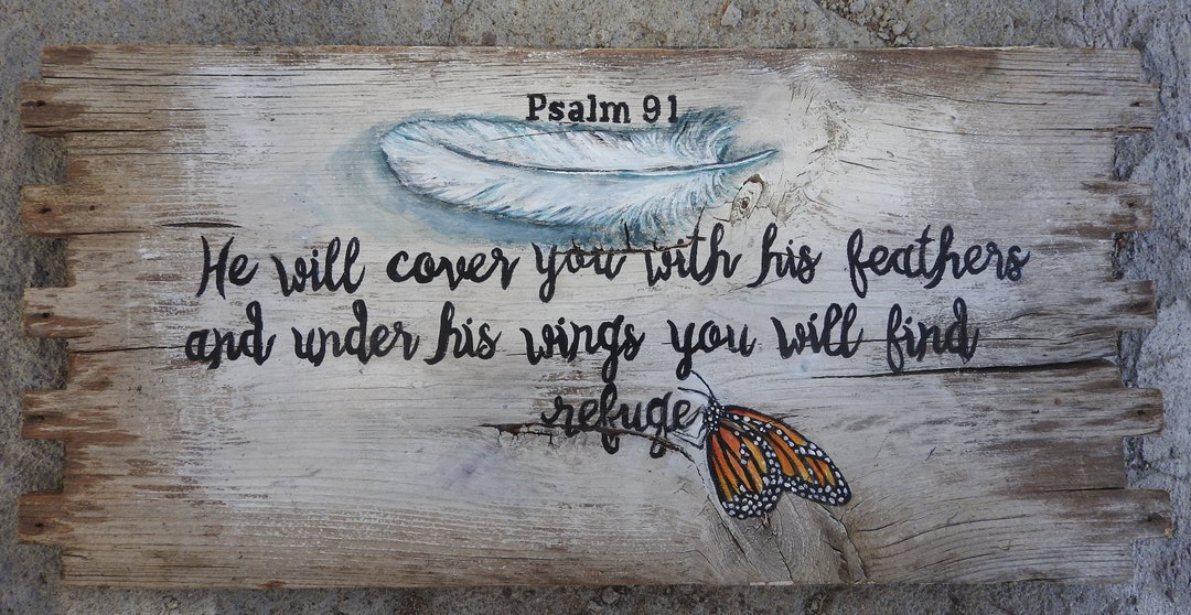 Psalm 91 Wood Sign, Scripture Sign, Monarch Butterfly Painting - Etsy