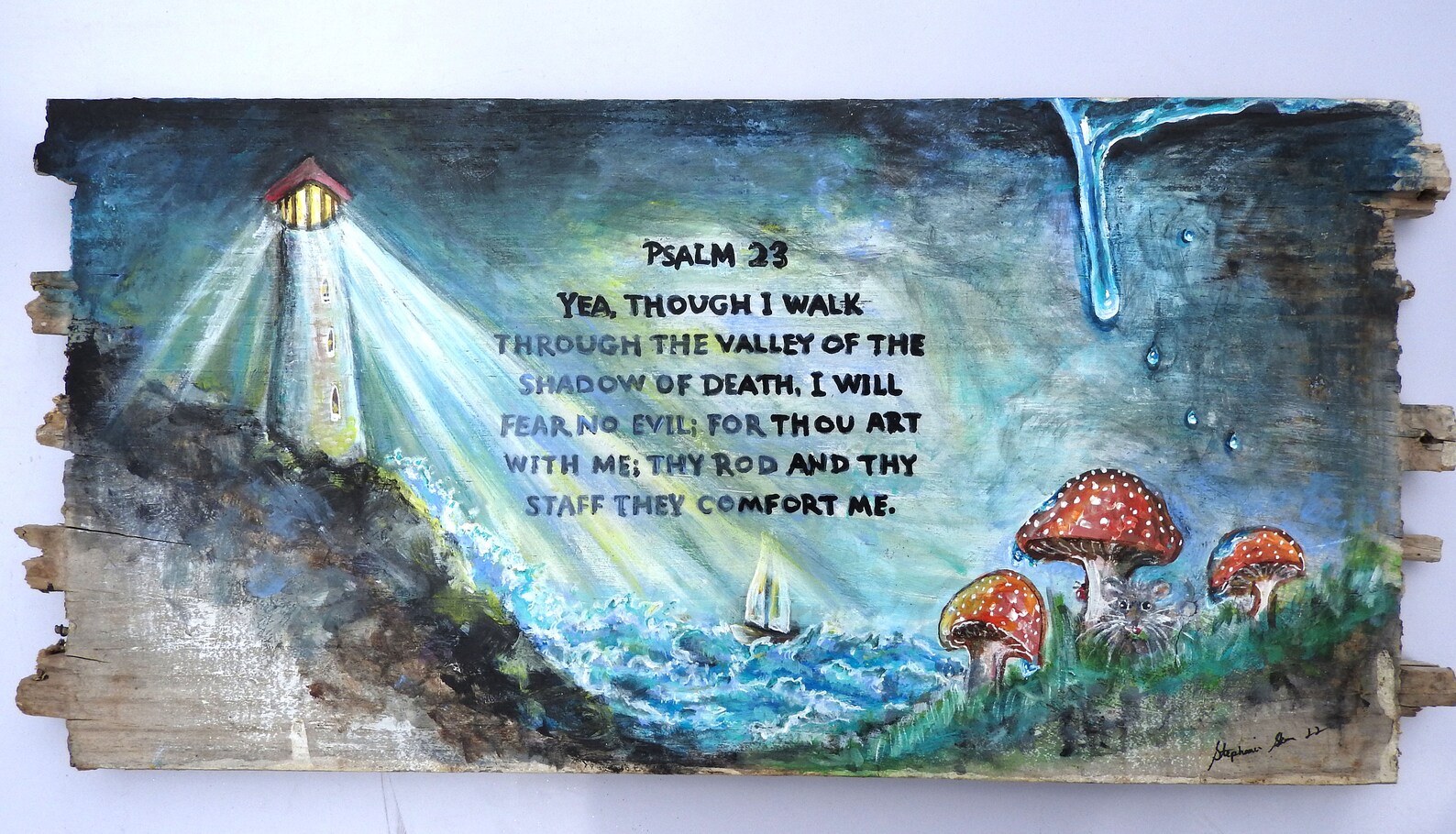 Psalm 23 Lighthouse Ocean Painting - Etsy