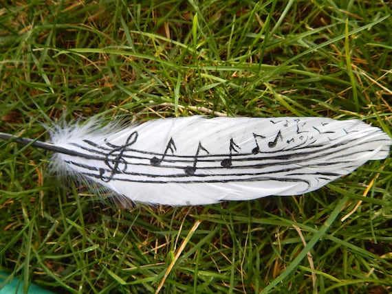 Painted feather music notes teacher gift | Etsy