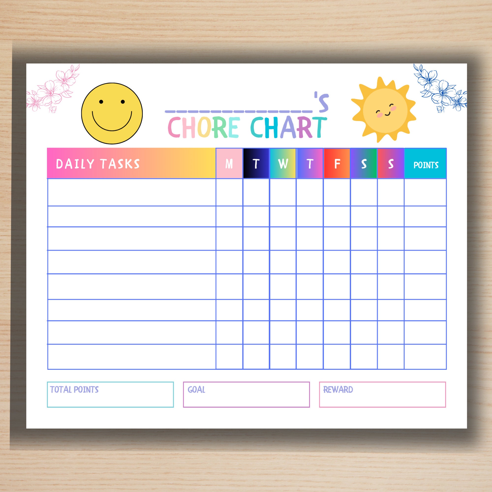 Editable Daily Chore List for Kids Colorful Easily Edit in Canva - Etsy