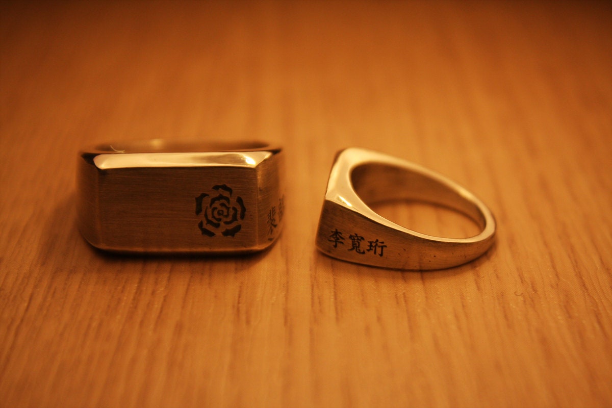 Rose Flower Ring / Personalized / Signature / Rose Engraving / Sterling ...